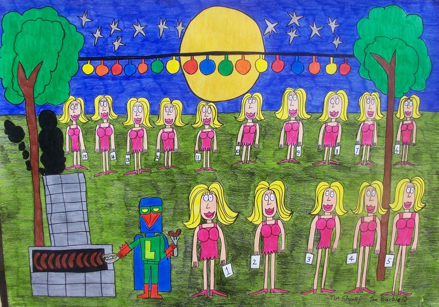 The Barbie Queue Laser Beak Man by Tim Sharp | Laser Beak Man by Tim Sharp